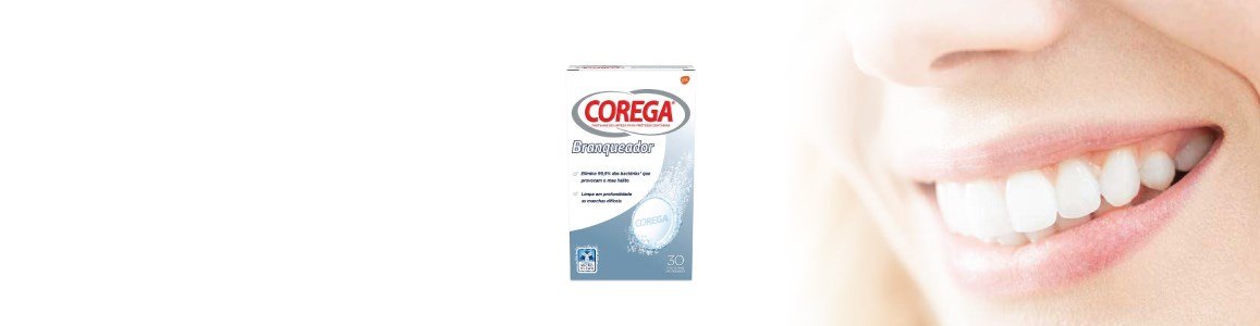 Whitening cleansing tablets form dental prosthesis - Corega | Sweetcare®